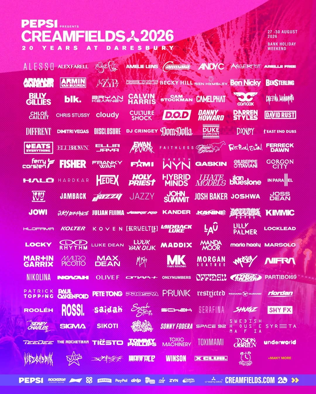 Creamfields 2026 Lineup: Swedish House Mafia & Disclosure Lead 20th ...